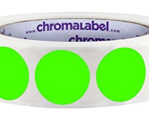 ChromaLabel 1 Inch Round Label Permanent Color Code Dot Stickers, 1000 Labels per Roll, Fluorescent Green