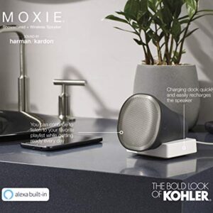 KOHLER Moxie Alexa Enabled Showerhead, Bluetooth Shower Speaker, Shower Radio, Rechargeable Speaker, Portable Speaker, 2.5 GPM, K-28238-NKA-BN, Vibrant Brushed Nickel