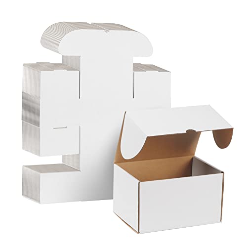 WIFTREY 7x5x4 White Shipping Boxes 25 Pack for Small Business, Small Corrugated Cardboard Boxes for Mailing, Packing, Shipping