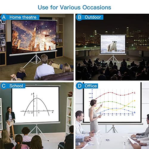 LLAMN 60-100 Inch 16:9 Portable Indoor Outdoor Projector Screen Matte White Fabric Fiber Screen with Pull Up Foldable Stand Tripod ( Size : 60 inch )