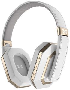 ghostek sodrop pro wireless headphones headset active noise canceling hd hi-def audio technology hi-fi stereo crystal clear sound enhanced foldable built in microphone (white)