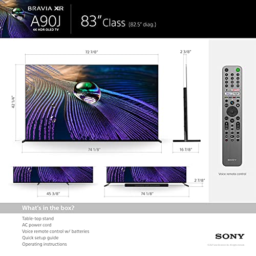 Sony A90J 83 Inch TV: BRAVIA XR OLED 4K Ultra HD Smart Google TV with Dolby Vision HDR and Alexa Compatibility XR83A90J- 2021 Model (Renewed)