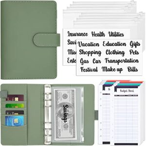 budget binder with zipper envelopes,cash envelopes for budgeting, money organizer for cash, a6 budget binder with 8pcs cash envelopes, 12pcs expense trackers, 23pcs label stickers