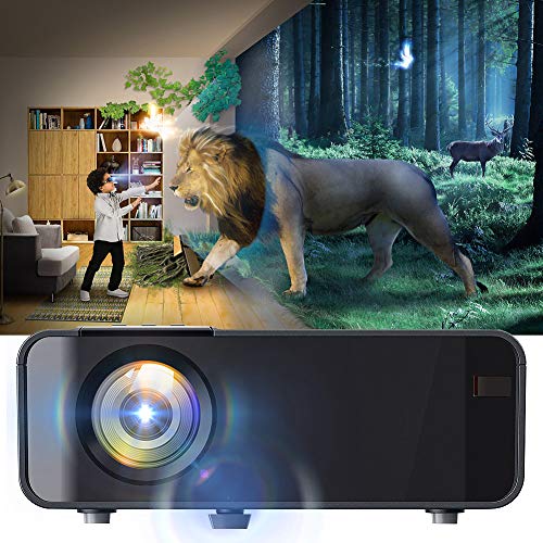 Portable Projector, 1500 Lumens 4K HD 16770K Video Projector 150'' Home Cinema LCD Movie Projector with Remote Control Support 1080P HDMI VGA AV USB Bluetooth WiFi for Android Black (US)