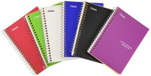 five star personal spiral notebook, 7 x 4 3/8, 100 sheets, college rule, assorted colors, 6 pack