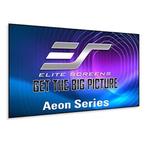 elite screens aeon series, 150-inch 16:9, 8k / 4k ultra hd home theater fixed frame edge free borderless projector screen, cinewhite uhd-b front projection screen, ar150wh2, 150-inch / 16:9