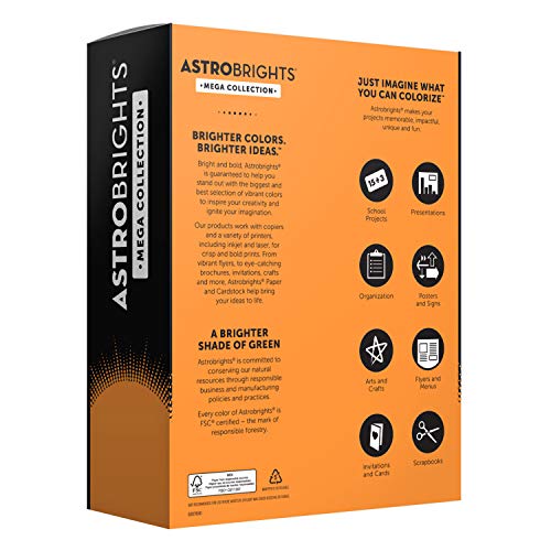 Astrobrights Mega Collection, Colored Paper, Bright Orange, 625 Sheets, 24 lb/89 gsm, 8.5" x 11" - MORE SHEETS! (91619), Ream