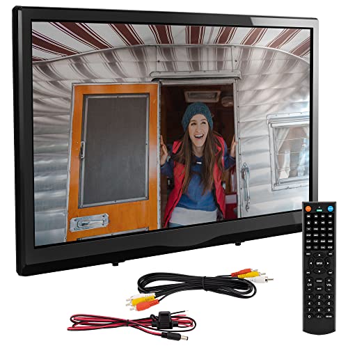 RecPro RV HD Ready 19 Inch 12V DC RV LED TV with Integrated HDTV (ATSC) Tuner, HD Ready (1080p, 720p, 480p), 1366 x 768 Full HD, Dual Function Wireless Remote Control, Black