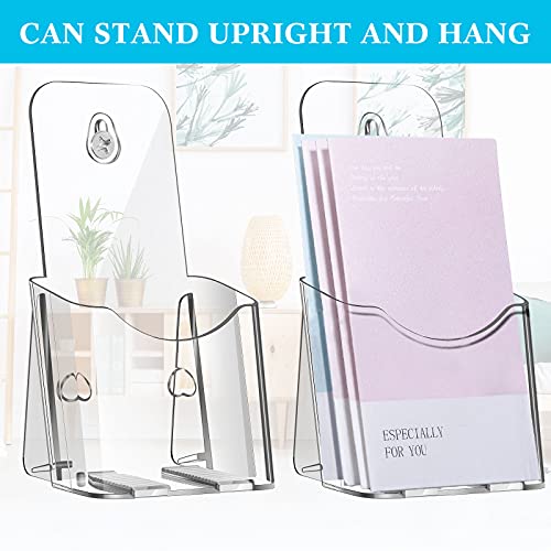 10 Pieces Acrylic Brochure Holder Stand Pamphlet Holder 4 Inch Clear Literature Holder Plastic Flyer Display Stand for Vendors, Brochure,Trifold, Magazine, Pamphlet, Booklets, Menu