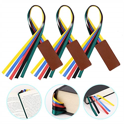 6Pcs Bible Ribbon Bookmark Multi Ribbon Page Marker Leatherette Bookmark Artificial Leather Bookmark with Colorful Ribbons for Books