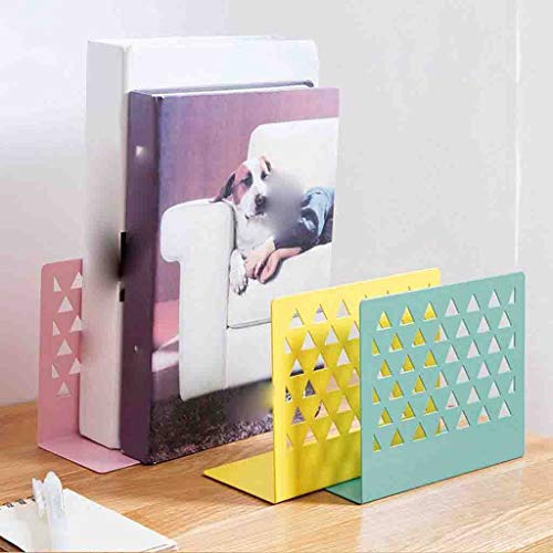 n/a Metal Creative L-Shaped Iron Hollow Desk Bookshelf Storage Bag Stand Desktop Office Household Accessories Bookend ( Color : Gray )