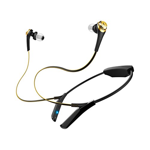 Audio-Technica ATH-CKS550BTBGD Bluetooth Solid Bass Wireless Earbuds with Mic & Control, Black-Gold