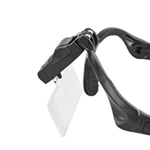 Beileshi Headhand Magnifier Glasses With 2 LED Professional Jeweler's Loupe Light Bracket and Headband are Interchangeable 5Lens Glass Magnifying Visor