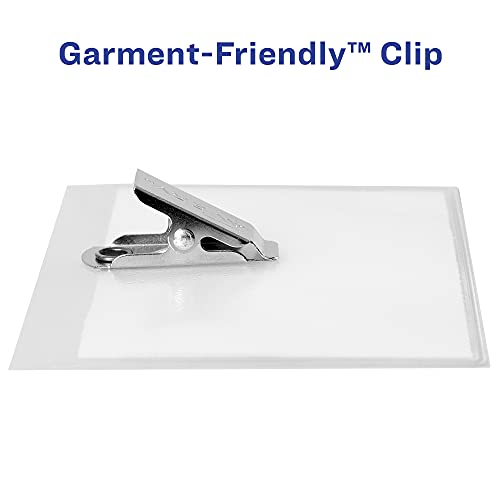 Avery Clip Name Badges, Print or Write, 2.25" x 3.5", 100 Inserts & Badge Holders with Clips (74461)