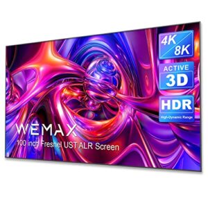 wemax psf01 100-inch high-gain ultra short throw projector screen, 8k/4k uhd 16:9 fixed frame screens, ceiling light rejecting ambient light rejecting alr projection material for ust projectors