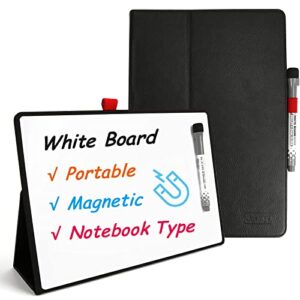 inenya portable small white board, 12″ x 9″ magnetic dry erase board with stand, desk whiteboard for kids drawing, comes with 1 marker with eraser for clear, (black)