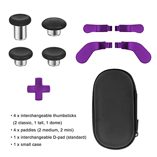 Metal Thumbsticks for Xbox Elite Series 2 Core Controller Accessories, Replacement Magnetic Buttons kit Includes 4 Swap Magnetic Joysticks, 4 Paddles, 1 Standard D-Pads (Purple)