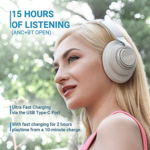 233621 Trip Active Noise Cancelling Headphones with Independent Noise Reduction Chip, Bluetooth Wireless Headphones Built-in Mic and Ex Audio Cable, 40H Battery, Hands-Free Calls, HiFi Sound Quality