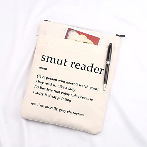 MAOFAED Smut Book Sleeve Spicy Book Reader Gift Bookish Book Cover Bibliophile Book Zipper Pouch Smut Reader Noun Gift (smut Noun booksl)