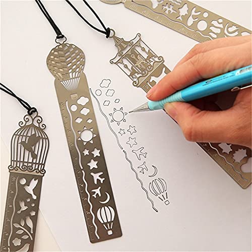 LDCHNH Cute Kawaii Creative Horse Birdcage Hollow Metal Bookmark Ruler for Kids Student Gift School Supplies