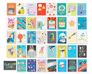 american greetings deluxe kids birthday card assortment, bright and cheerful designs (40-count)