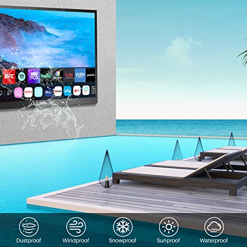 SYLVOX 43-inch Outdoor Smart TV, 4K UHD QLED Television for Outside, Smart TV Compatible with Alexa, 1000 nits, Weatherproof, Support Voice Control Download APPs WiFi Bluetooth (Deck Pro QLED Series)