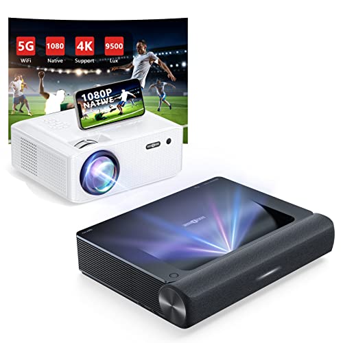 Paris Rhône Ultra Short Throw 4K Laser Projector, and Native 1080P Portable Outdoor Projector, 150 inches Display, Smart Home Theater for Movies, Video, Gaming