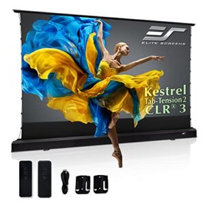 eliteprojector screens kestrel tab-tension clr3, 101″ diag. 16:9, ultra-short throw ceiling ambient light rejecting (clr®/alr) electric floor-rising projector screen, black casing, fte101uh2-clr3