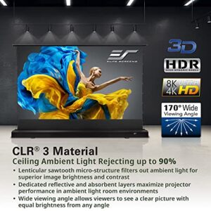 EliteProjector Screens Kestrel Tab-Tension CLR3, 101" Diag. 16:9, Ultra-Short Throw Ceiling Ambient Light Rejecting (CLR®/ALR) Electric Floor-Rising Projector Screen, Black Casing, FTE101UH2-CLR3