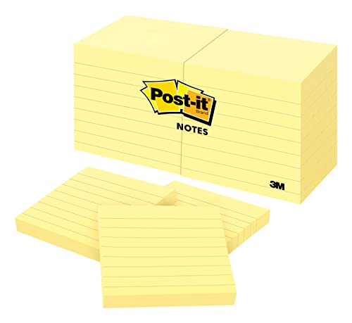 Post-it Notes, 3x3 in, 12 Pads, America's #1 Favorite Sticky Notes, Canary Yellow, Clean Removal, Recyclable (630SS)