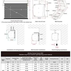 VIVIDSTORM-Projection Screen,Obsidian Long Focus ALR Slimline Motorized Office Presentation,Indoor Stand Movie Screen,Compatible with Lumen up to 2500ANSI Standard Throw Projector,VMSLALR120H