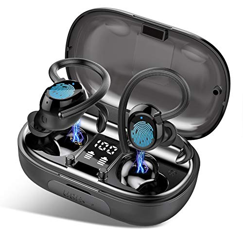 Coucur Wireless Earbuds Sports, Bluetooth 5.1 Headphones with Mic Deep Bass Bluetooth Earphones in-Ear, CVC8.0 Noise Cancelling Earbuds for Running Gym IP7 Waterproof, 100H Playtime, Touch Control