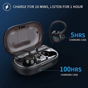 Coucur Wireless Earbuds Sports, Bluetooth 5.1 Headphones with Mic Deep Bass Bluetooth Earphones in-Ear, CVC8.0 Noise Cancelling Earbuds for Running Gym IP7 Waterproof, 100H Playtime, Touch Control