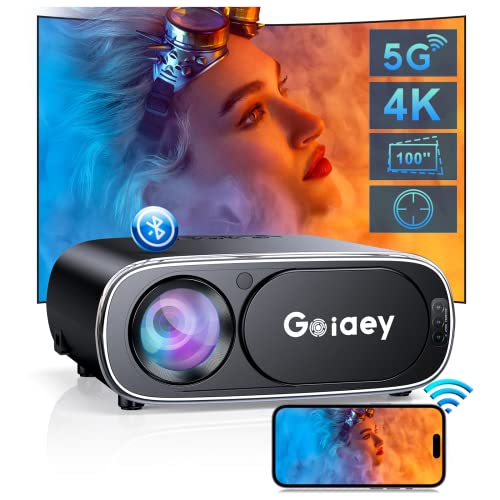 【Auto Focus】Projector with WiFi 6 and Bluetooth 5.2 with 100'' Screen, Goiaey 490 ANSI 19000L Native 1080P 4K Support Movie Video Projector, Auto 6D Keystone, Portable Projector for iOS/Android/TV/PS5