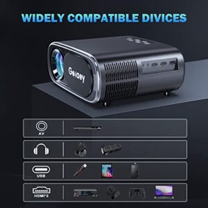 【Auto Focus】Projector with WiFi 6 and Bluetooth 5.2 with 100'' Screen, Goiaey 490 ANSI 19000L Native 1080P 4K Support Movie Video Projector, Auto 6D Keystone, Portable Projector for iOS/Android/TV/PS5