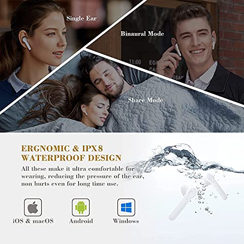 Wireless Earbud Bluetooth 5.0 Headphones Built in Mic in Ear Buds Noise Canceling 3D Stereo Air Buds Earbud Fast Charging, IPX8 Waterproof for Android/Samsung/iPhone