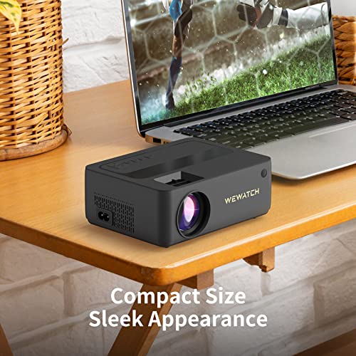 WEWATCH Native 1080P Mini Projector, 13500 Lumens Portable WiFi Bluetooth Projector, with 12 inch Tripod Stand, Movie Projector for Home Outdoor Compatible with TV Stick, HDMI, iOS Android