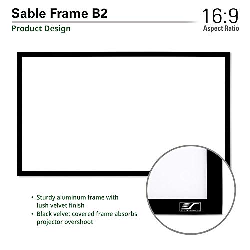 Elite Screens Sable Frame B2 120-INCH Projector Screen Diagonal 16:9 Diag Active 3D 4K 8K Ultra HD Ready Fixed Frame Home Movie Theater Black Projection Screen with Kit, SB120WH2, CineWhite UHD-B