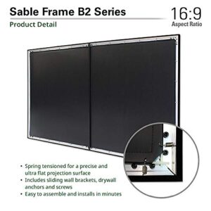 Elite Screens Sable Frame B2 120-INCH Projector Screen Diagonal 16:9 Diag Active 3D 4K 8K Ultra HD Ready Fixed Frame Home Movie Theater Black Projection Screen with Kit, SB120WH2, CineWhite UHD-B