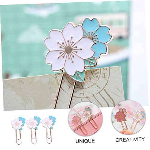 Operitacx 3pcs Cherry Blossom Paper Clip Girl Hair Clips Flower Bookmark Bookmarks for Kids Bulk Antique Bookmark Paper File Clip Holder Reading Bookmark Page Marker Clip Bookmark Clip Metal