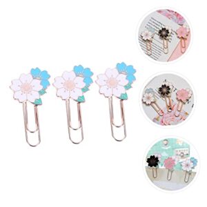 Operitacx 3pcs Cherry Blossom Paper Clip Girl Hair Clips Flower Bookmark Bookmarks for Kids Bulk Antique Bookmark Paper File Clip Holder Reading Bookmark Page Marker Clip Bookmark Clip Metal