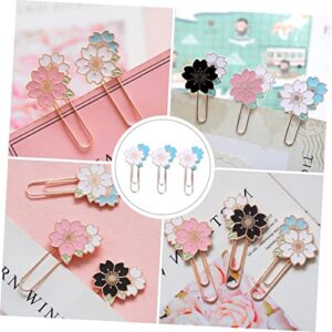 Operitacx 3pcs Cherry Blossom Paper Clip Girl Hair Clips Flower Bookmark Bookmarks for Kids Bulk Antique Bookmark Paper File Clip Holder Reading Bookmark Page Marker Clip Bookmark Clip Metal