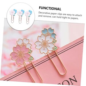 Operitacx 3pcs Cherry Blossom Paper Clip Girl Hair Clips Flower Bookmark Bookmarks for Kids Bulk Antique Bookmark Paper File Clip Holder Reading Bookmark Page Marker Clip Bookmark Clip Metal