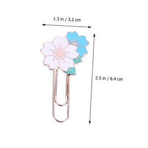 Operitacx 3pcs Cherry Blossom Paper Clip Girl Hair Clips Flower Bookmark Bookmarks for Kids Bulk Antique Bookmark Paper File Clip Holder Reading Bookmark Page Marker Clip Bookmark Clip Metal