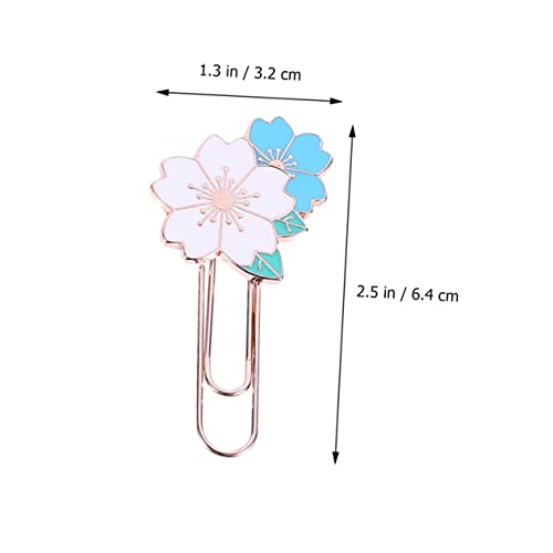 Operitacx 3pcs Cherry Blossom Paper Clip Girl Hair Clips Flower Bookmark Bookmarks for Kids Bulk Antique Bookmark Paper File Clip Holder Reading Bookmark Page Marker Clip Bookmark Clip Metal