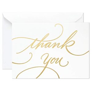 hallmark wedding, baby shower, bridal shower thank you cards (gold foil script, 100 thank you notes and envelopes)