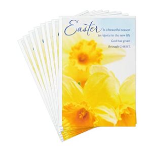 hallmark dayspring religious easter cards pack, daffodils (8 cards with envelopes)