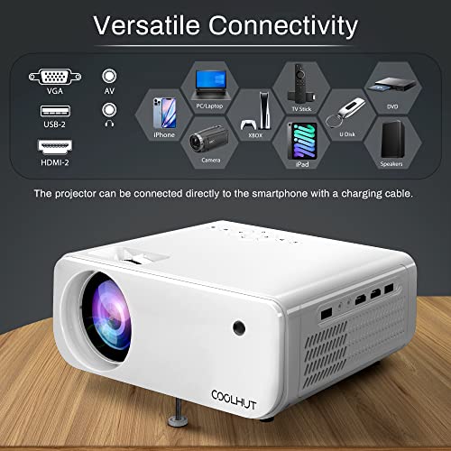 5G WiFi Native 1080P Outdoor Movie Projector, FINATI·CoolHut Wireless Projector with WiFi and Bluetooth, Mini Portable Projector with Carry Bag & Tripod Compatible with iPhone/PC/TV Stick/PS5(White)