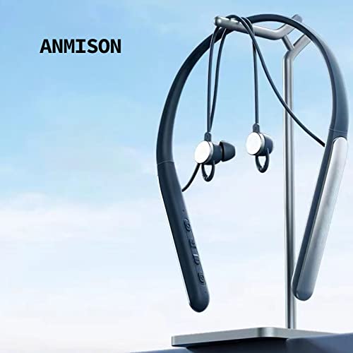 ANMISON Neckband Bluetooth Headphone,Wireless Earbuds Neckband with ENC Noise Cancelling, HiFi Stereo Clear headsets, 24H Playtime,USB-C Fast Charging,IPX7 Waterproof, Built-in Microphone (Grey)