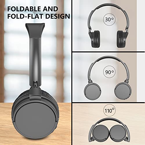 AUOUA Bluetooth Headphones On-Ear Foldable Wireless Headset with Mic,Soft Earmuffs&Light Weight Over Ear Headphones with Deep Bass for Home School Office Travel(Black)